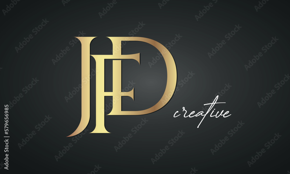 luxury letters JFD golden logo icon premium monogram, creative royal ...