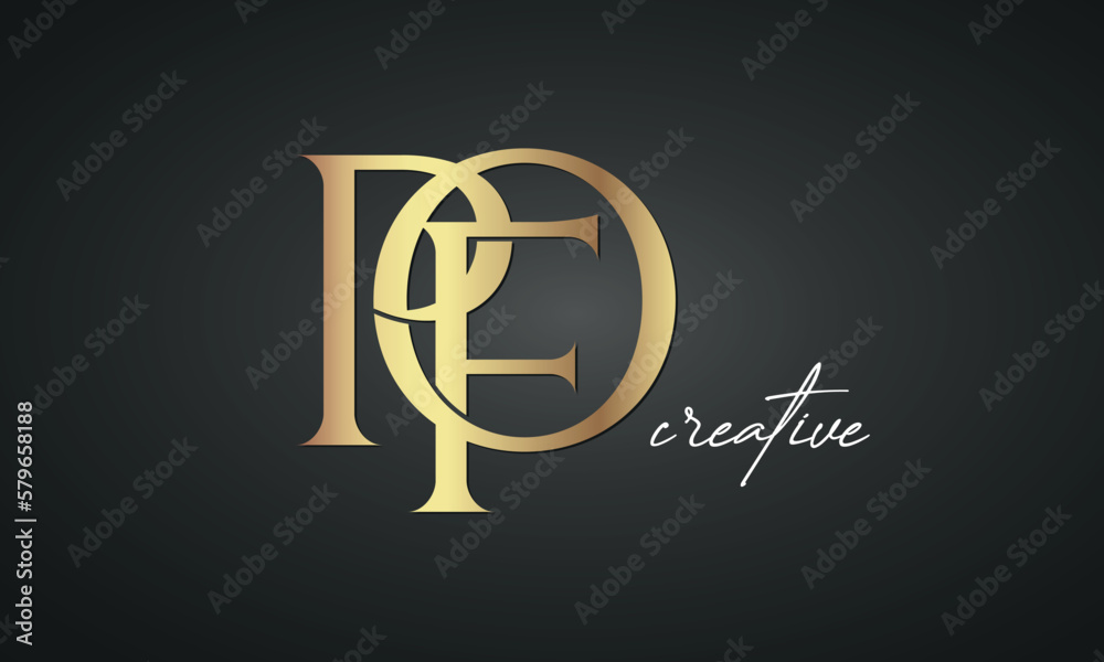 luxury letters PFO golden logo icon premium monogram, creative royal ...