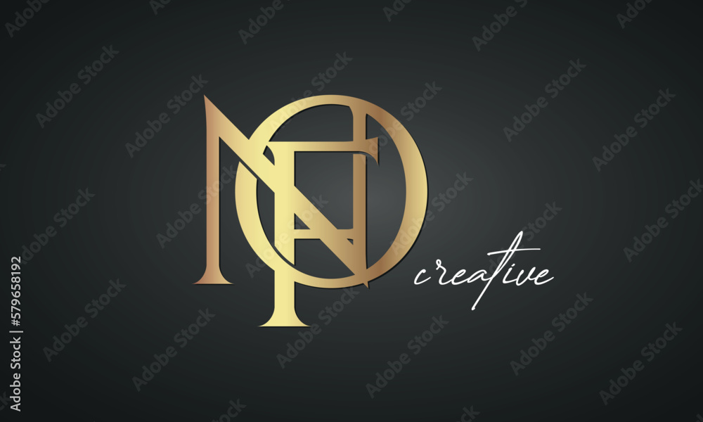 luxury letters NFO golden logo icon premium monogram, creative royal ...