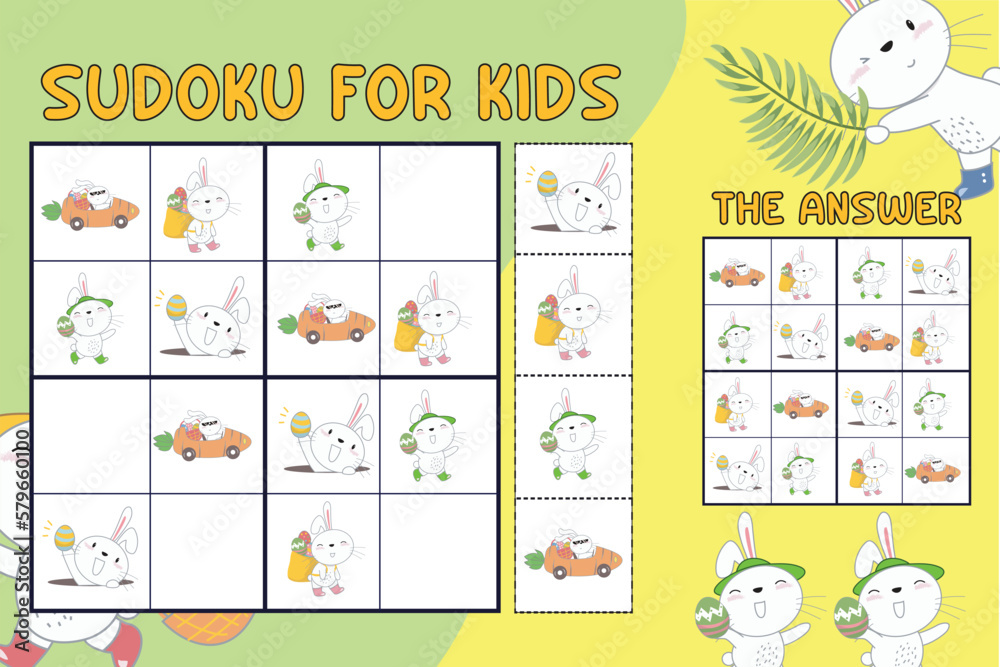 Vetor de Printable Sudoku for kids. Sudoku Easy level for children ...
