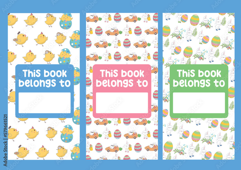 Vector set of bookmarks for children with cute Easter bunny theme. Cute ...