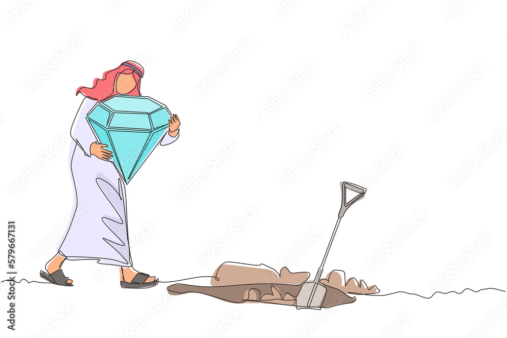 Single continuous line drawing Arab businessman walking unsteadily ...