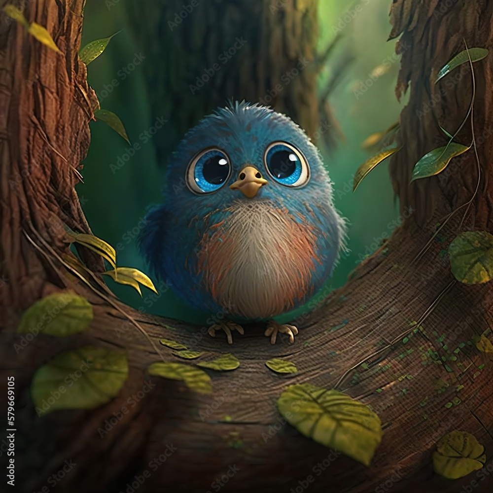 Pip: The Cute Bird with Big Blue Eyes Living in a Tree - A Disney-Style ...