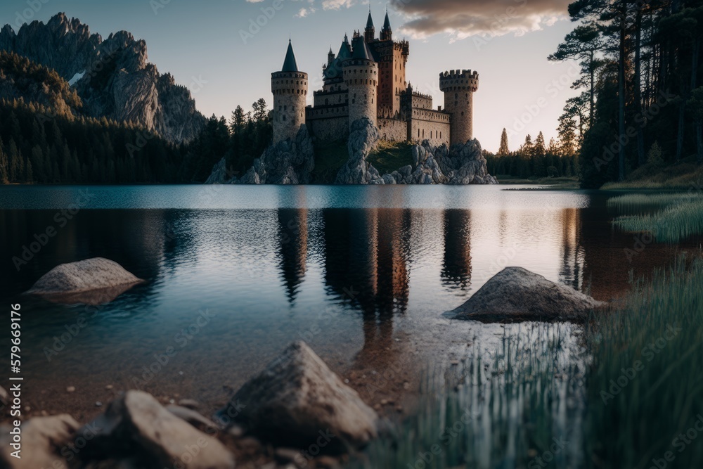 Discover the hyper-detailed beauty of an unreal lake with a glowing ...