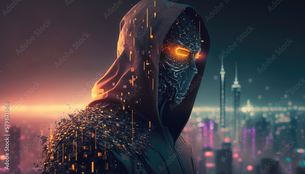 The metaverse visualized by a futuristic scene with future technology ...