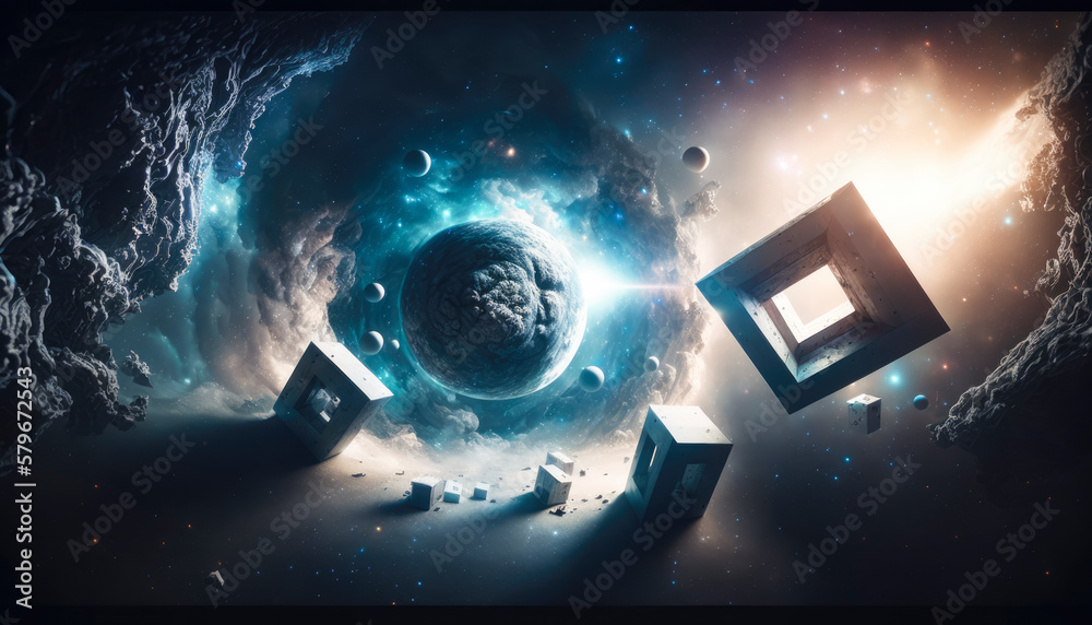 The metaverse visualized by a futuristic scene with future technology ...