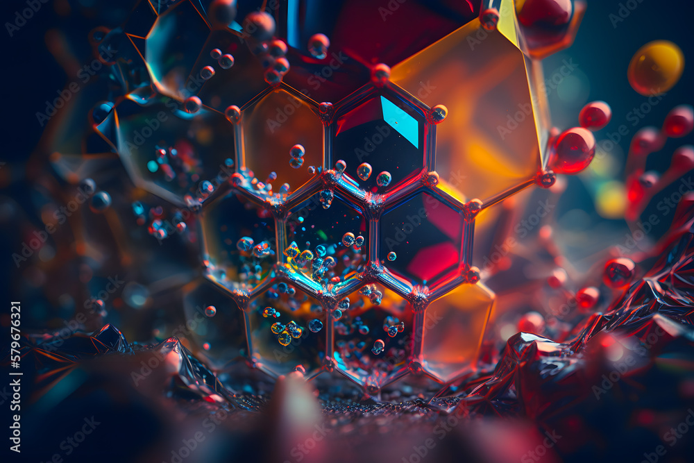 Crystal lattice of a solid, physics and chemistry. Scheme abstract ...