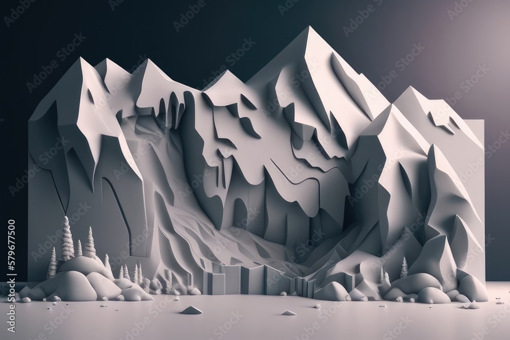 devastating avalanche, with a wall of snow burying a mountain village ...