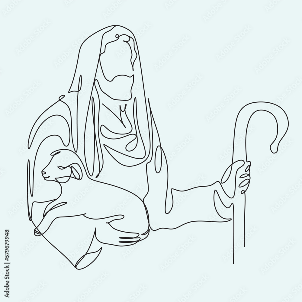 Continuous line drawing of Jesus Christ , linear style and Hand drawn ...