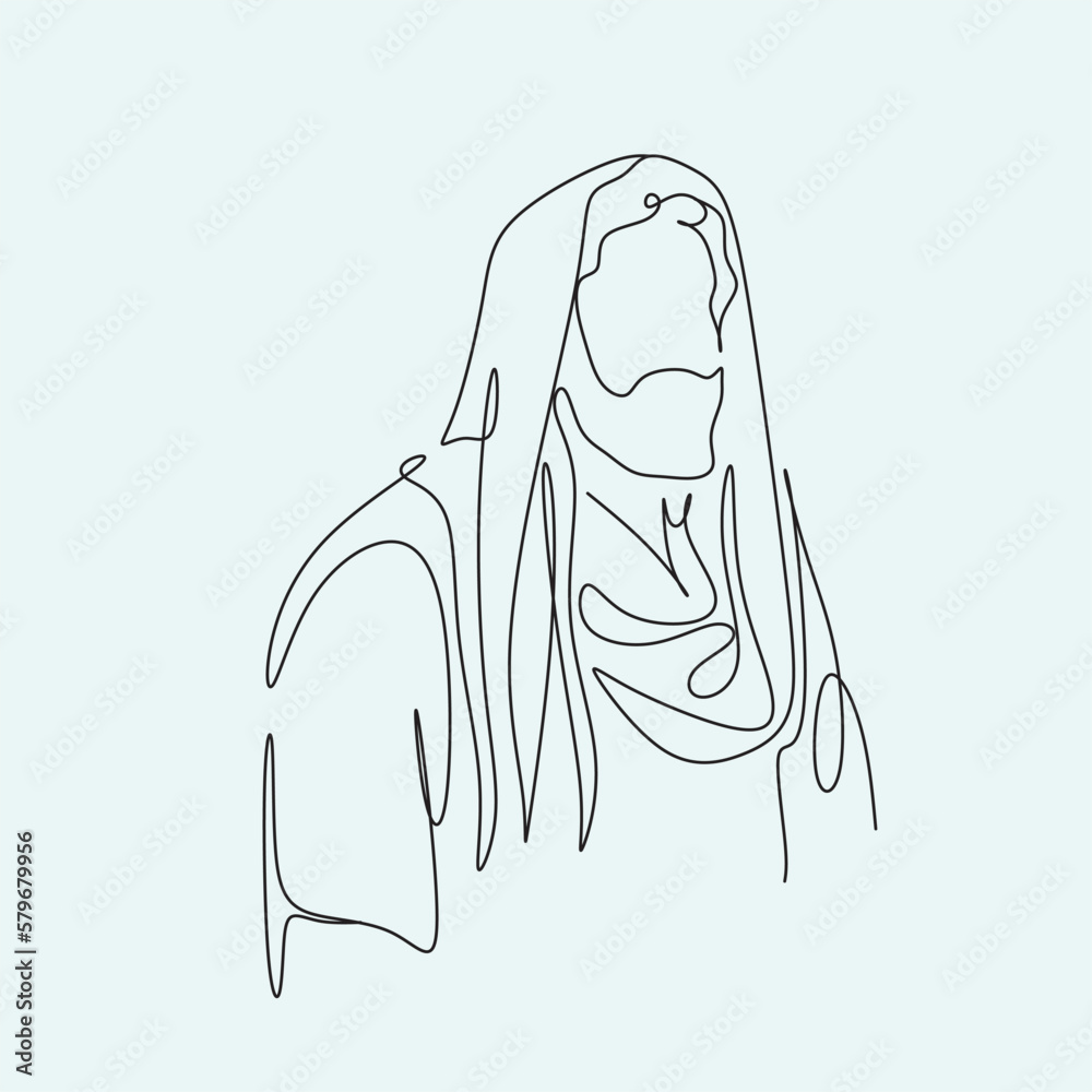 Continuous line drawing of Jesus Christ , linear style and Hand drawn ...