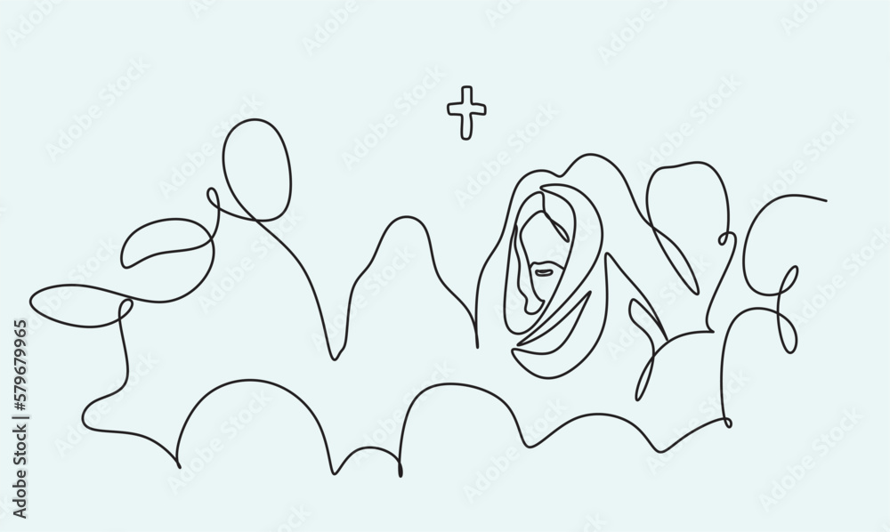 Continuous line drawing of Jesus Christ , linear style and Hand drawn ...