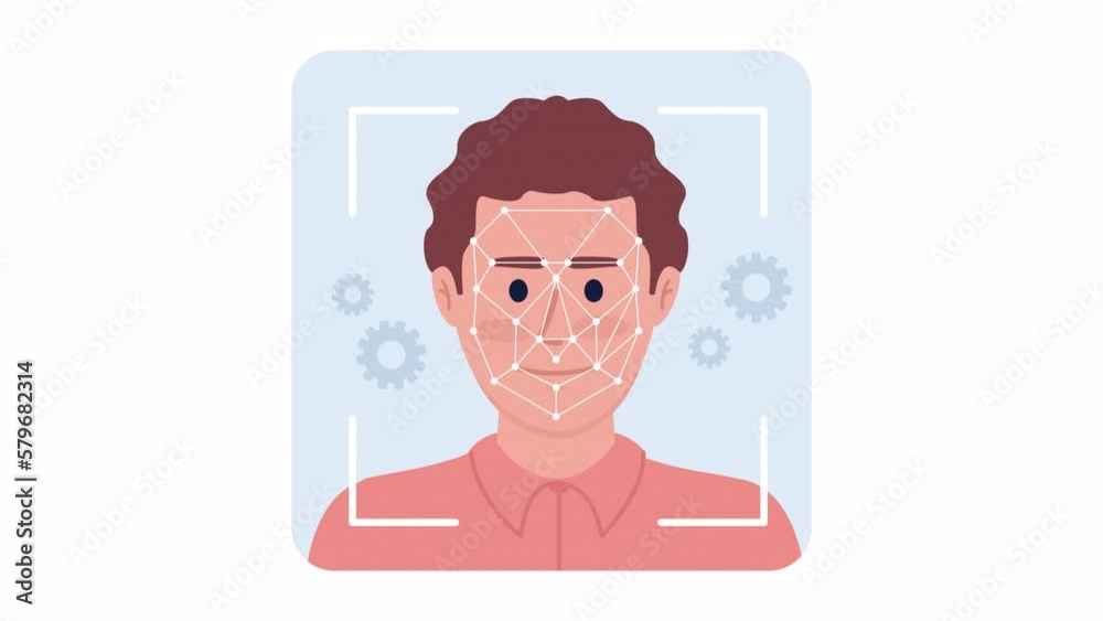 Video „Animated biometric face detection. Machine learning. Computer ...