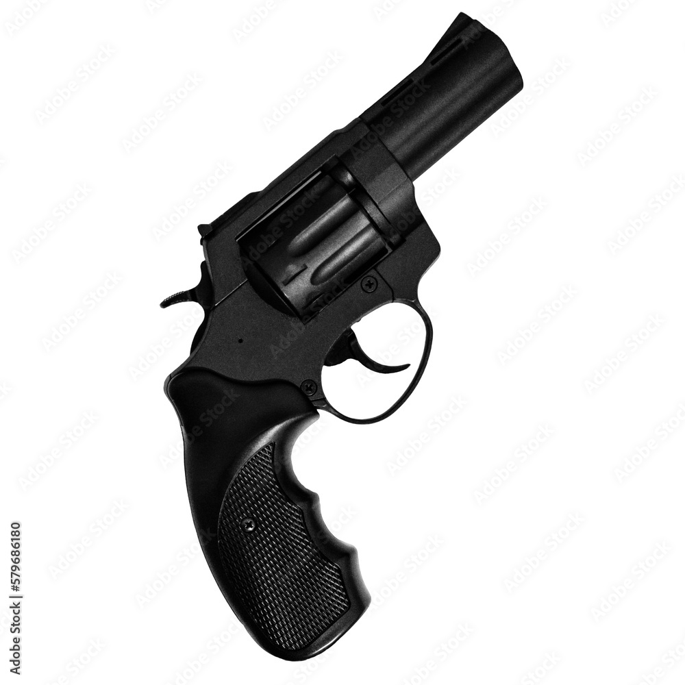 Revolvers gun isolated on white background. Side view of revolver ...
