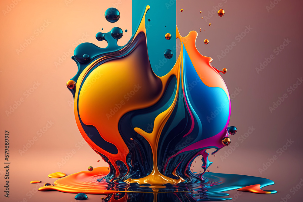 Frozen Chaos: 3D Liquid Art, Multicolored Forms: Fluid Dynamics,Liquid ...