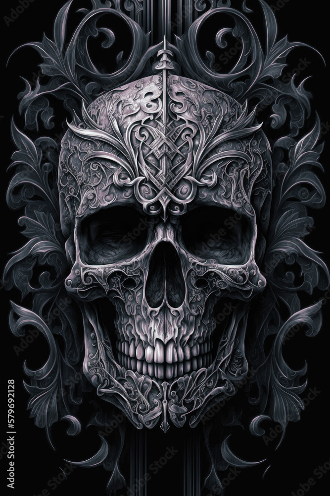 Gothic Skull Surrounded by a Sea of Candles - Dark and Moody Artwork ...