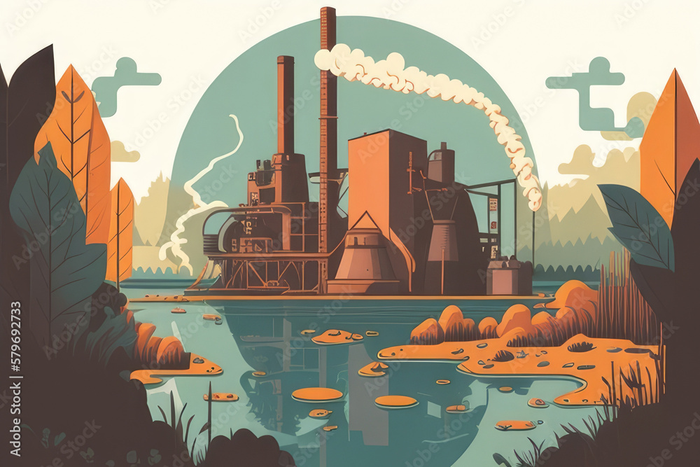 river polluted with plastic waste and litter, showing the environmental ...