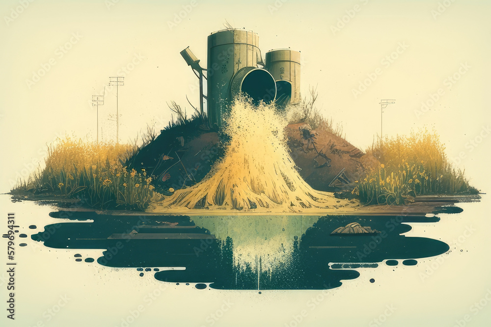 sewer grate overflowing with garbage and debris, causing river of waste ...