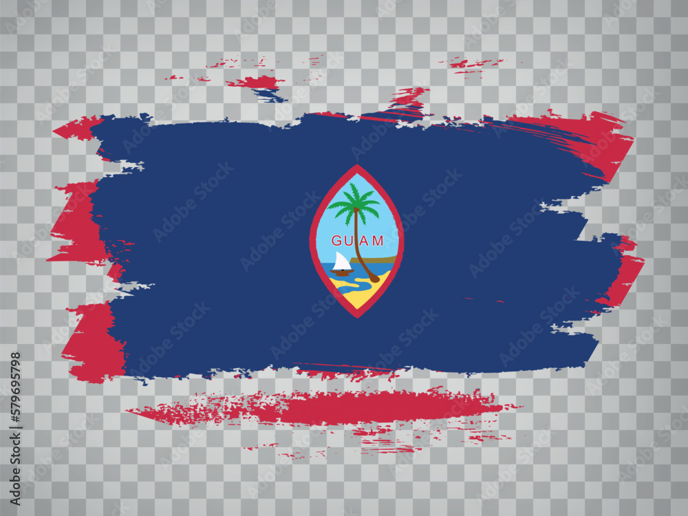 Flag of Guam brush stroke background. Flag Guam on transparent ...