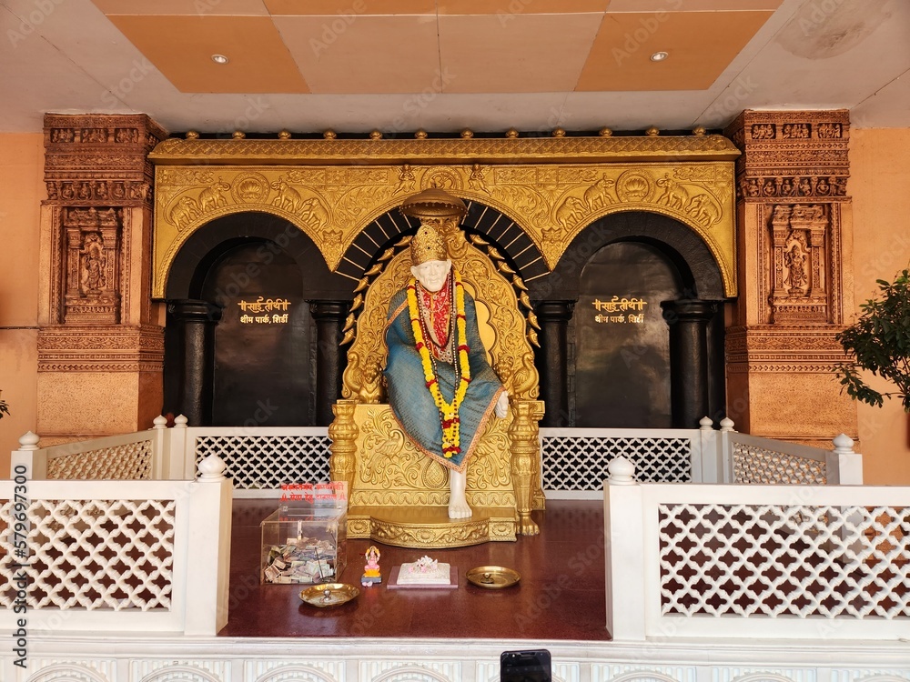 Shirdi, Maharashtra India - Dec 26 2022: Sai baba statue in sai teerth ...