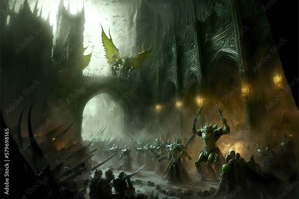 Elven fantasy epic battle scene. Cinematic fantasy war Ai Generate ...