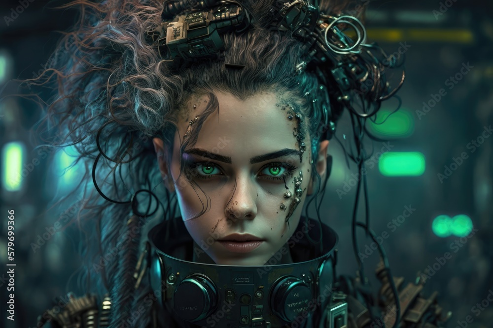 Ilustracja Stock Cyberpunk Girl Portrait This Is A Royalty Free