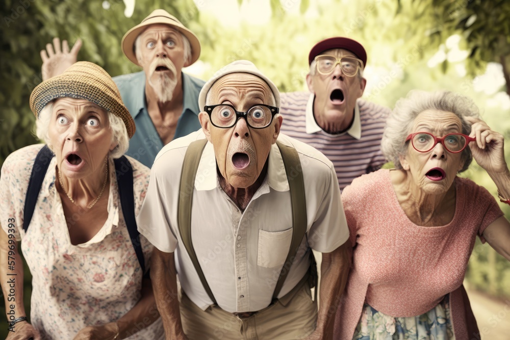 Group of old people having extreme activity generative ai scene showing ...