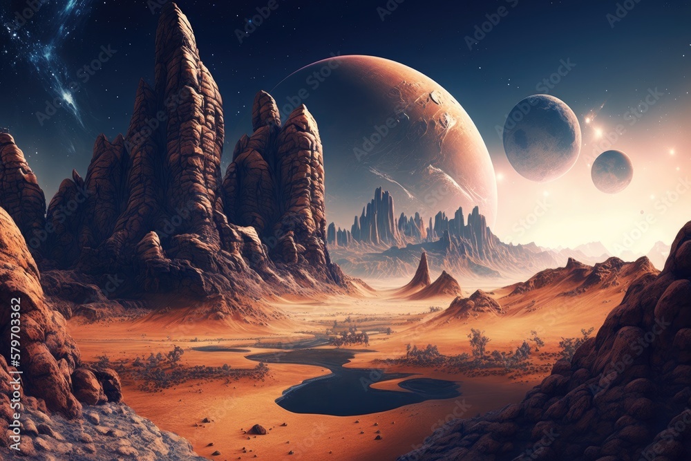 Alien Planet sci-fi outer space encounter wallpaper generative ai ...