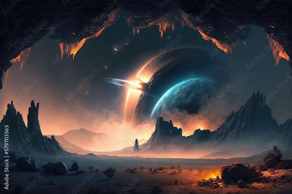 Alien Planet sci-fi outer space encounter wallpaper generative ai ...