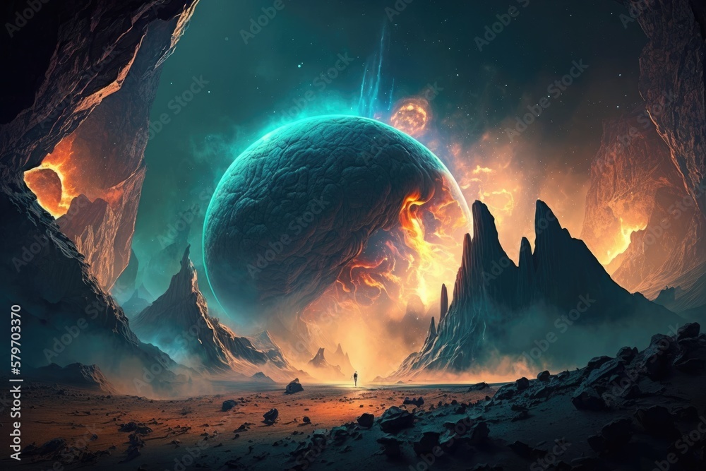 Alien Planet sci-fi outer space encounter wallpaper generative ai ...