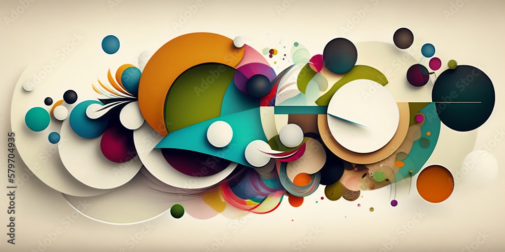 Abstract Art: White Background with Colorful Shapes and Textures Stock ...