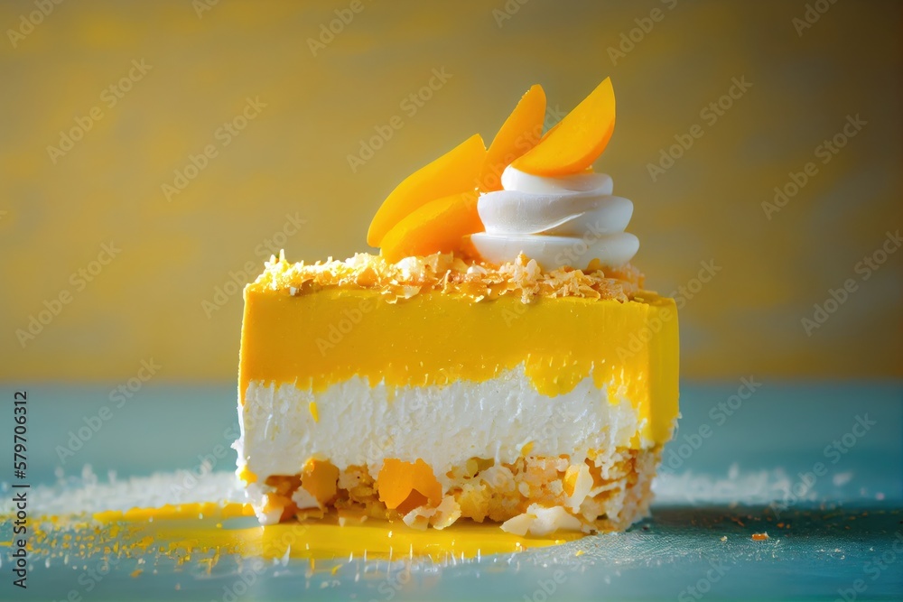 Mango Coconut Cake with layers of mango puree, coconut cream, and ...