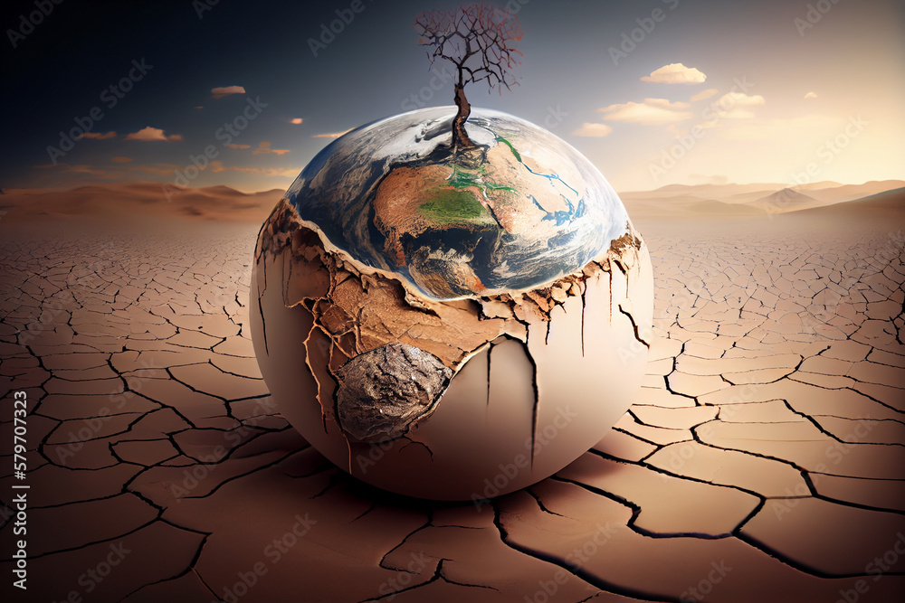 World water day. Cracked earth with save water concept Globe Concept ...