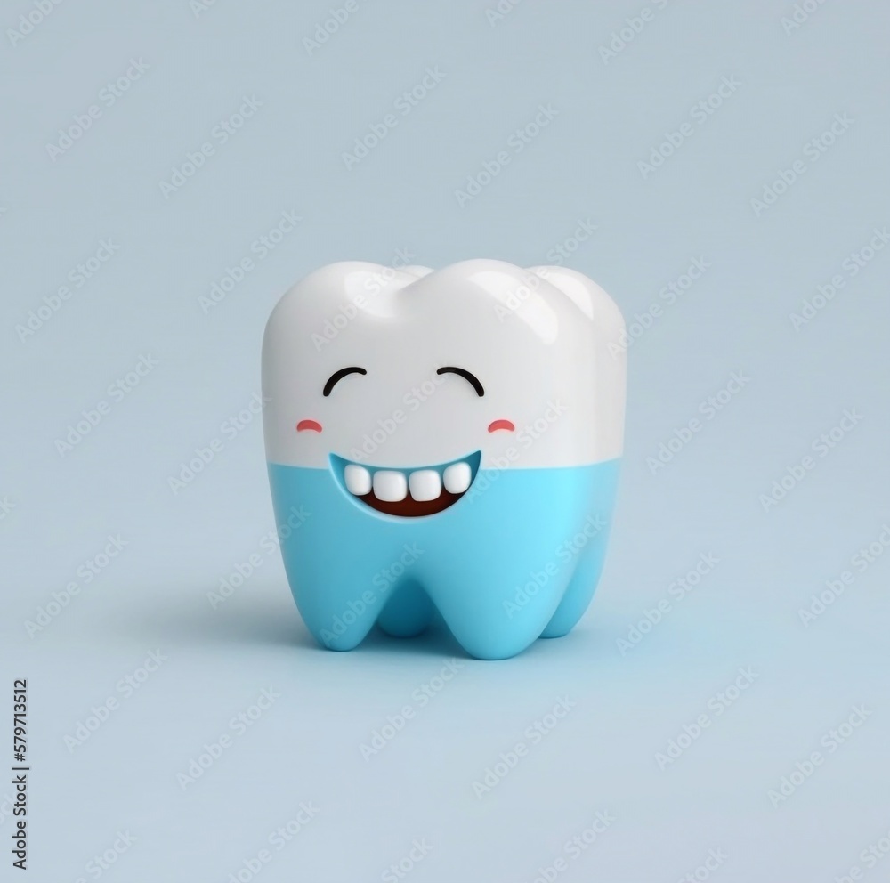 3D realistic happy tooth illustration. Cartoon dental character. Stock ...