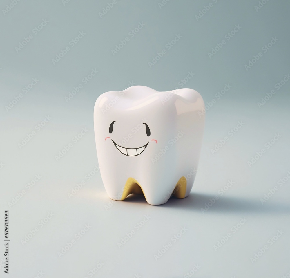 3D realistic happy tooth illustration. Cartoon dental character. Stock ...