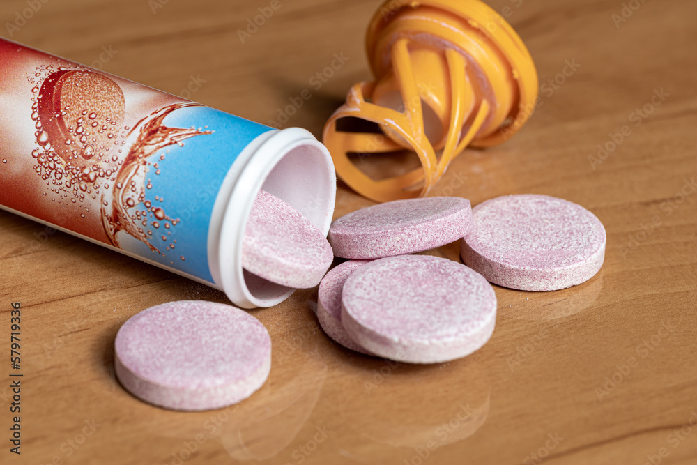 Multivitamin effervescent tablets. Soluble tablets of vitamin C ...