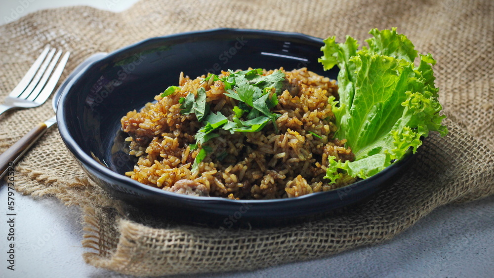 Fried rice in black plate,Train fried rice,Chinese style fried rice ...