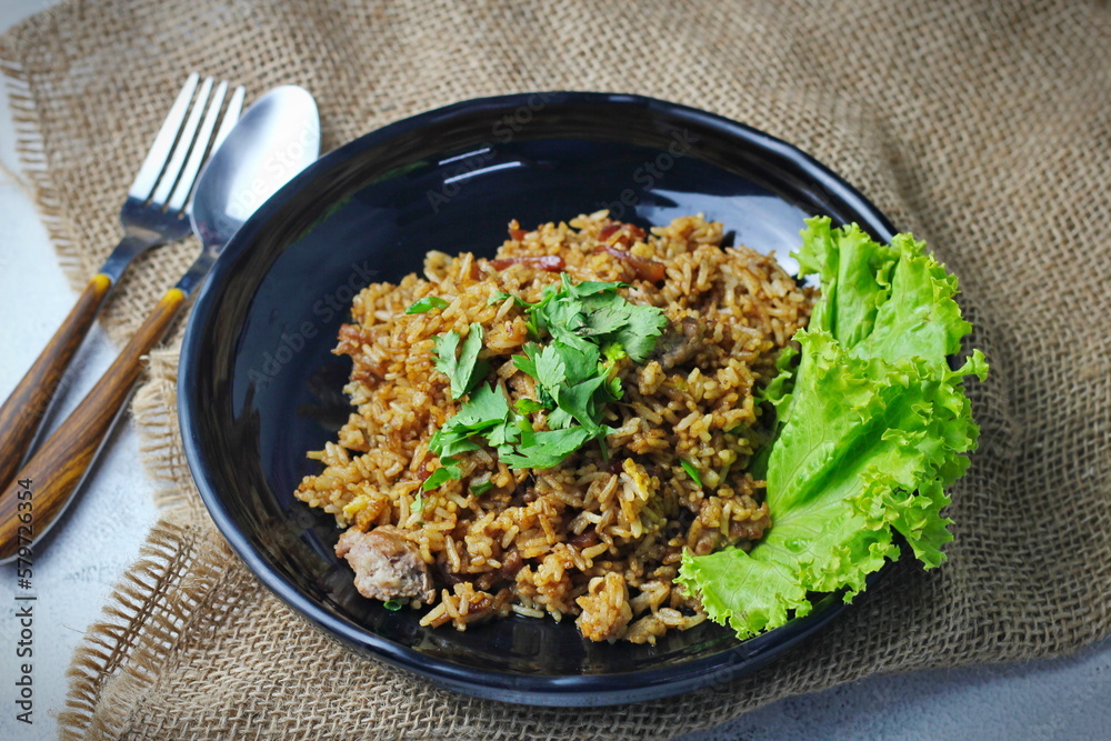 Fried rice in black plate,Train fried rice,Chinese style fried rice ...