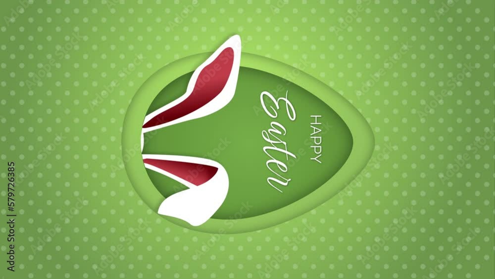 Easter bunny ears in festive looping animation. Green background with ...