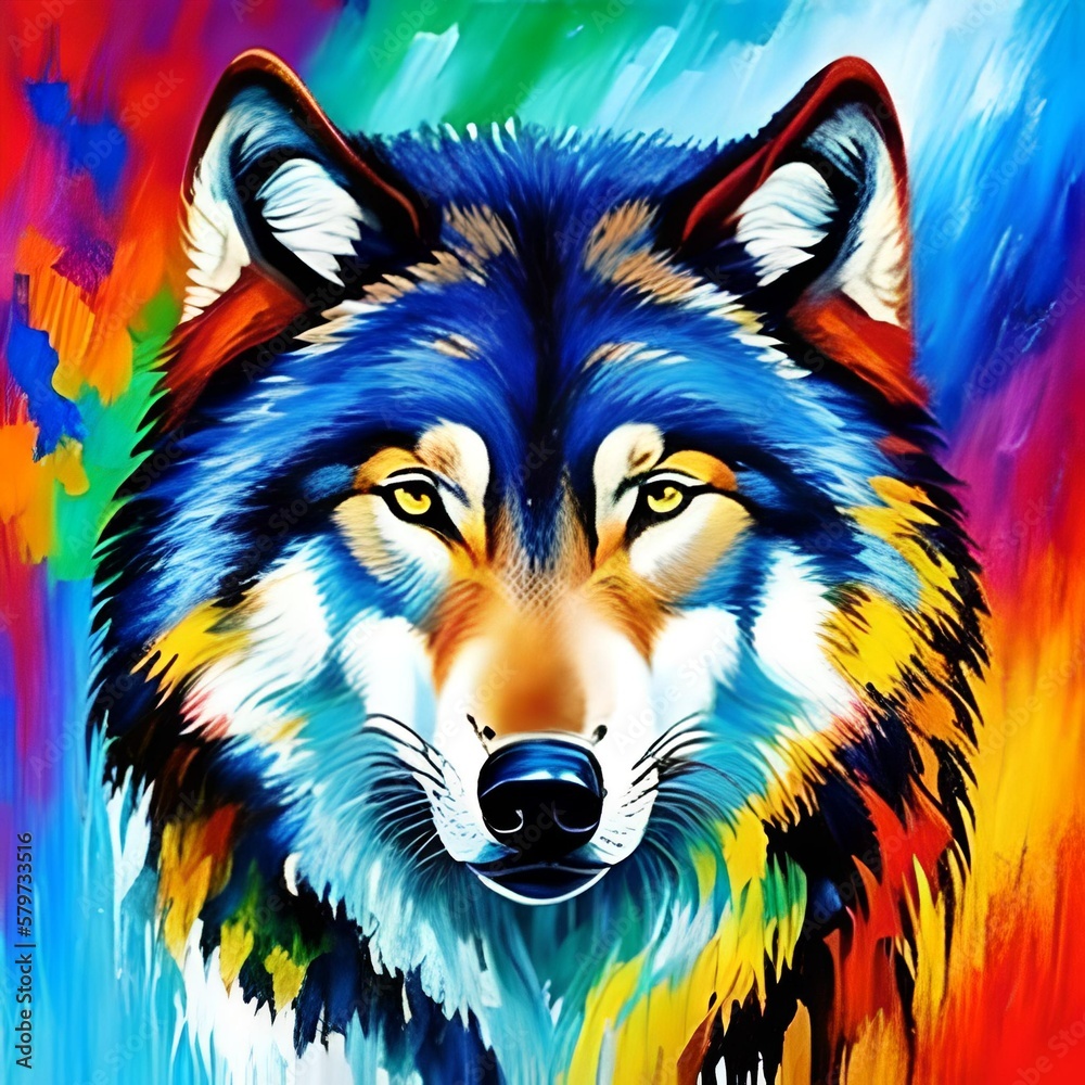 lobo colorido Stock Illustration | Adobe Stock