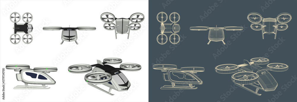 Vector Quadrocopter or drone line blueprint wireframe Stock Vector ...