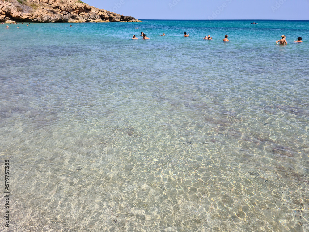 Calamosche beach is located between the archaeological remains of Eloro ...