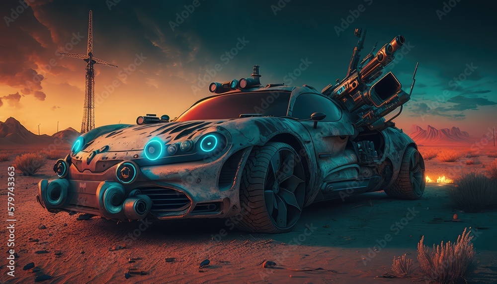 Futuristic modern car wallpaper equipped with machine guns and missile ...