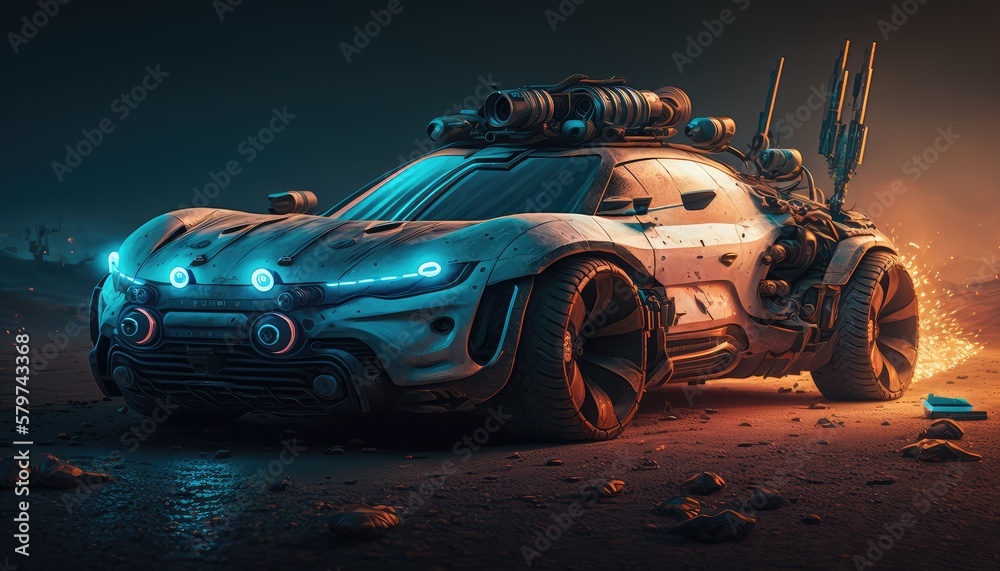 Futuristic modern car wallpaper equipped with machine guns and missile ...