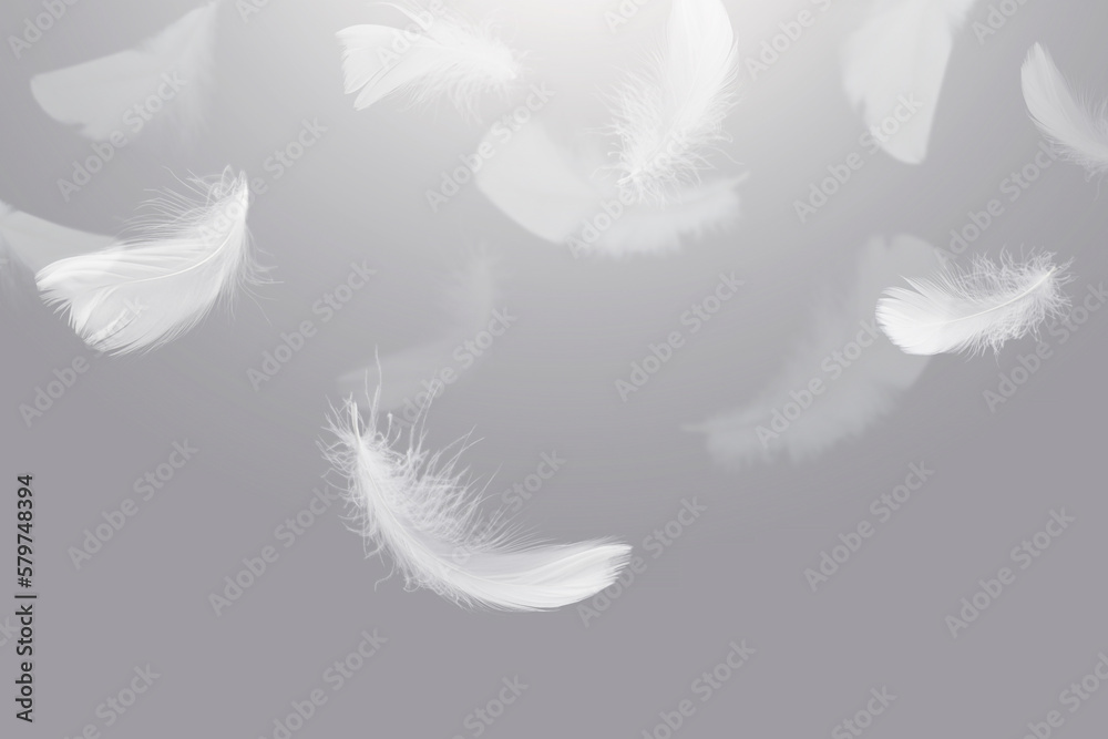 Abstract White Bird Feathers Falling in The Sky. Feathers Floating in ...