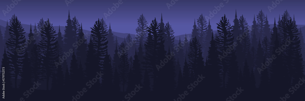 pine tree silhouette flat design vector banner template good for web ...