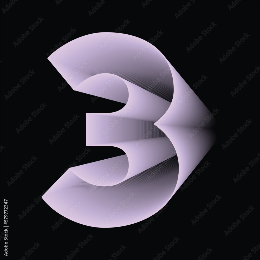 abstract 3D Shade numbers alphabet font design. Number headline ...