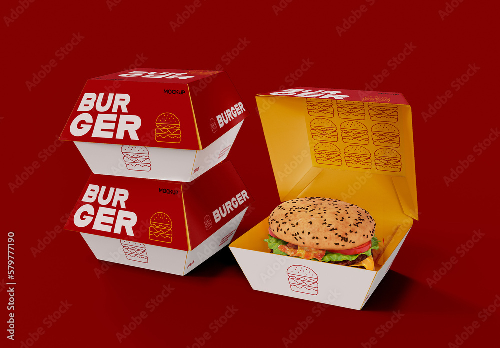 Burger Box Mockup Stock Template | Adobe Stock