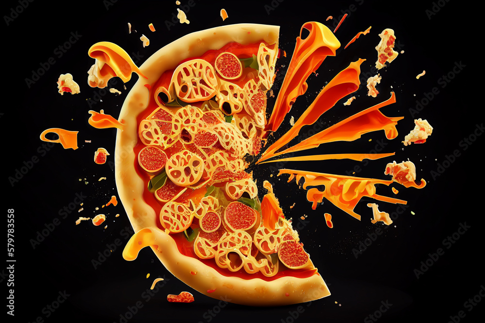 Pizza Pattern for pizzeria menu. Pieces of Italian pizza scatter to ...
