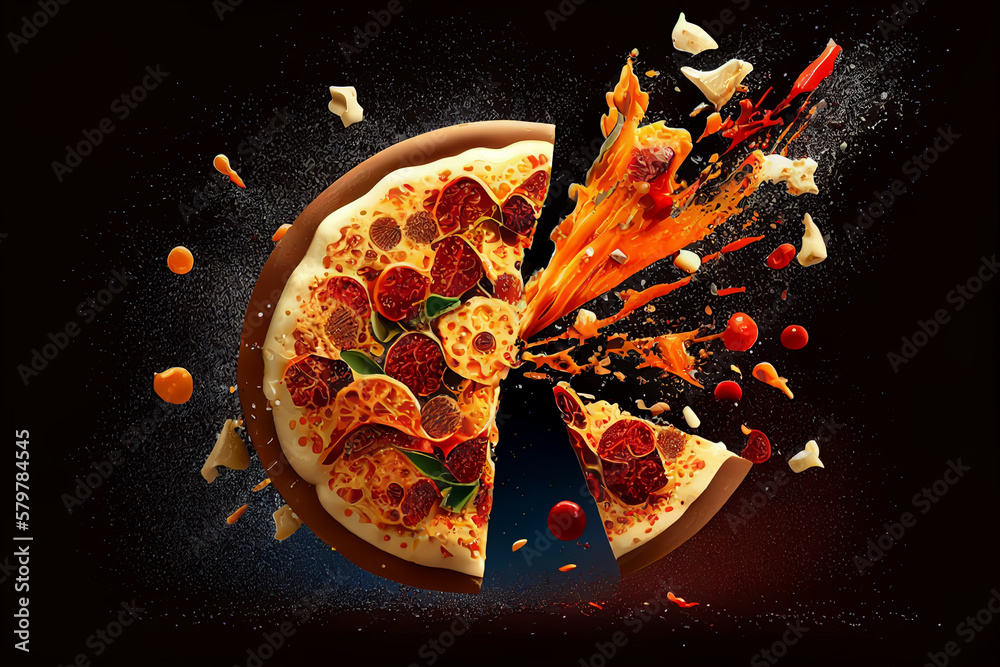 Pizza Pattern for pizzeria menu. Pieces of Italian pizza scatter to ...