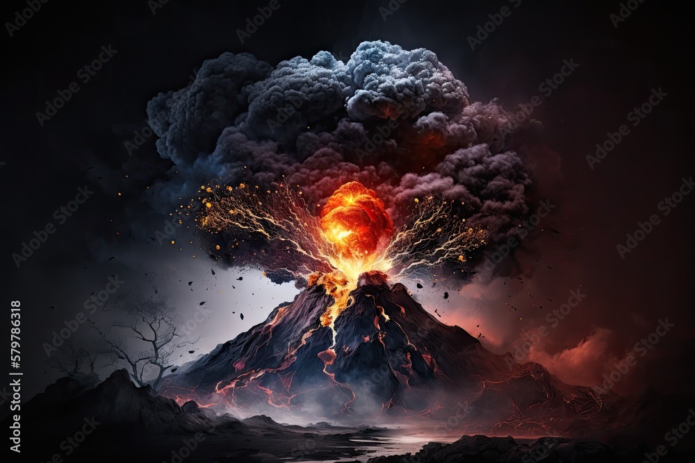 ภาพประกอบสต็อก The Dire Wonder of a Super Volcano's Eerie Eruption: The ...